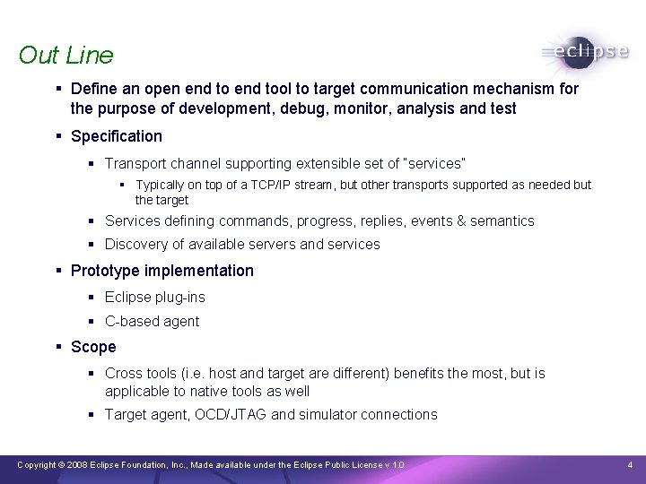Target Communication Framework ECSI System Debug Workshop Mar