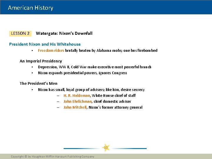 American History Transitions and Conservatism President Nixon leaves