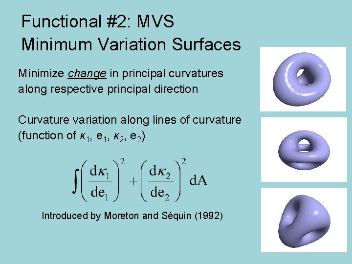 Surface Energy Functionals An Overview Functional 1 Bending