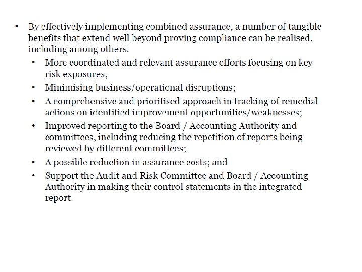PAINTING THE FULL PICTURE COMBINED ASSURANCE INTEGRATING THE