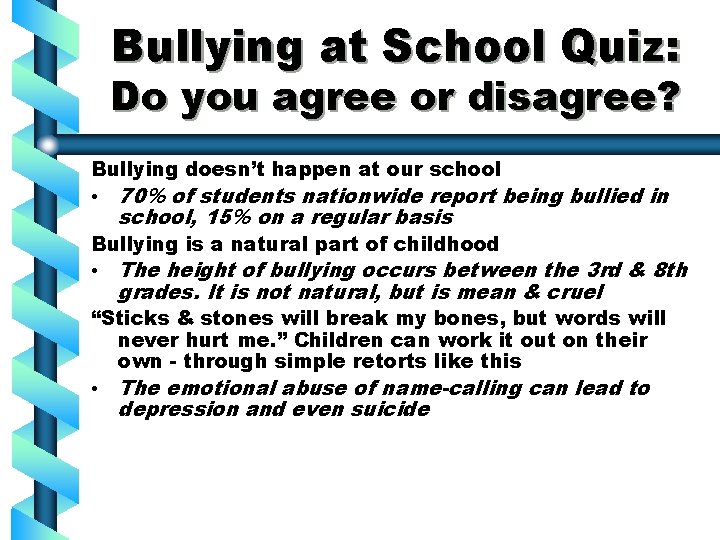 Seventh Grade AntiBullying Curriculum Why Bullying Behavior is