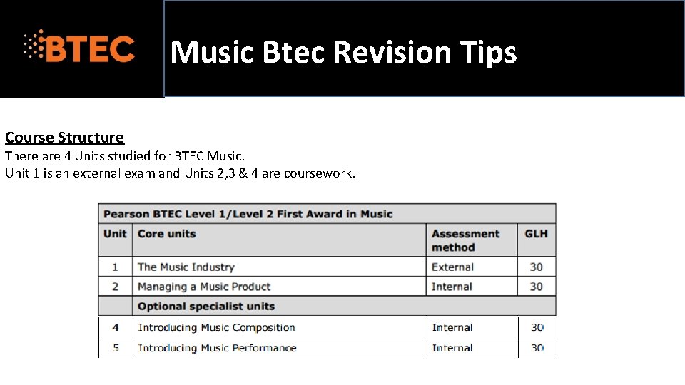 Music Btec Revision Tips Course Structure There are