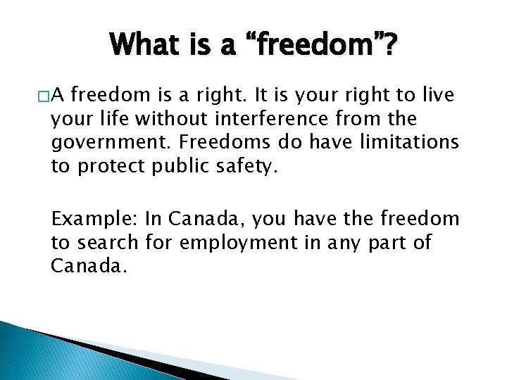 The Canadian Charter of Rights and Freedoms BRAINSTORM