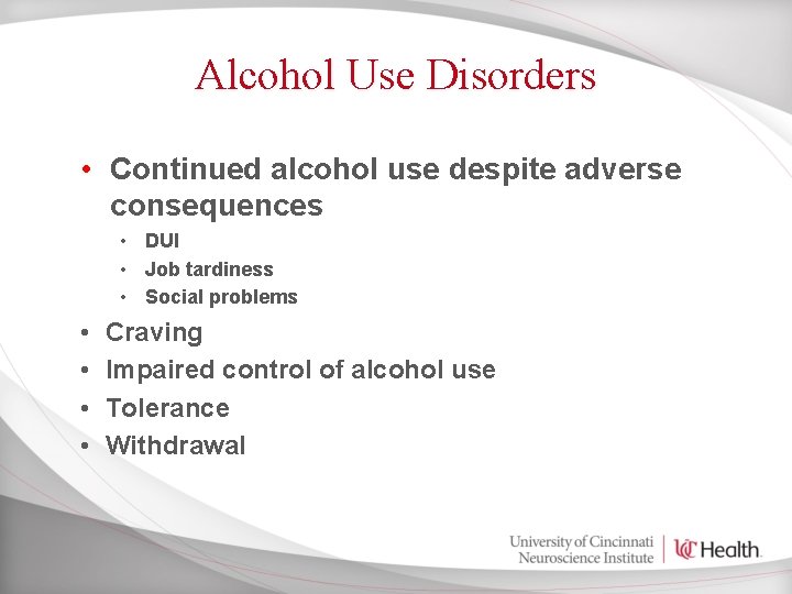 Substance Use Disorders Cheryl Mc Cullumsmith MD Ph