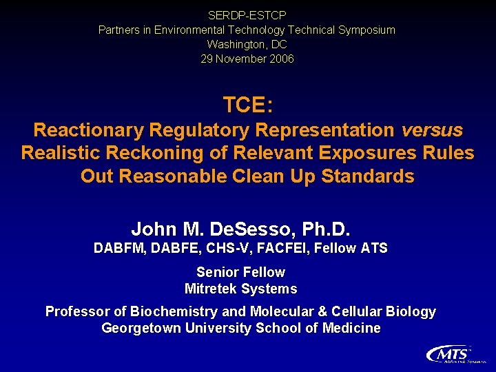 SERDPESTCP Partners in Environmental Technology Technical Symposium ...