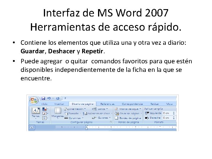 Interfaz de MS Word 2007 Herramientas ofimticas Interfaz