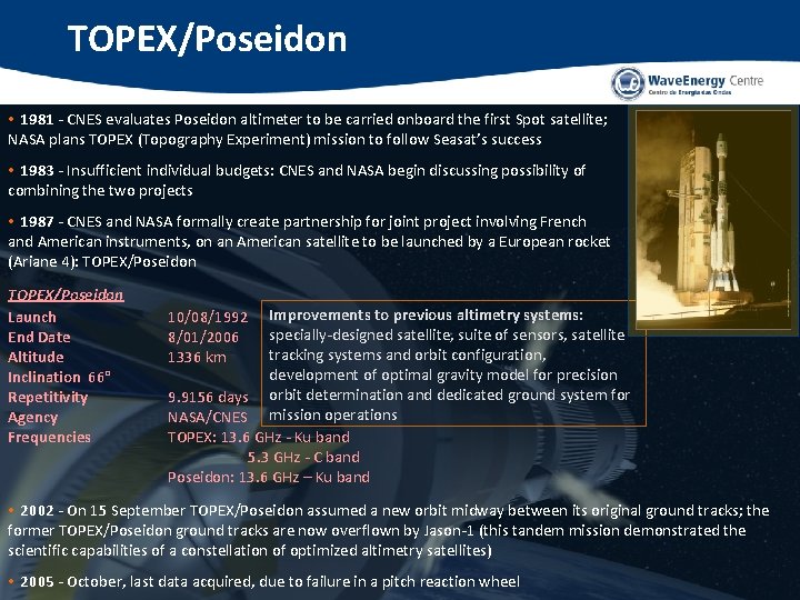 Use of altimeter data for wave energy applications