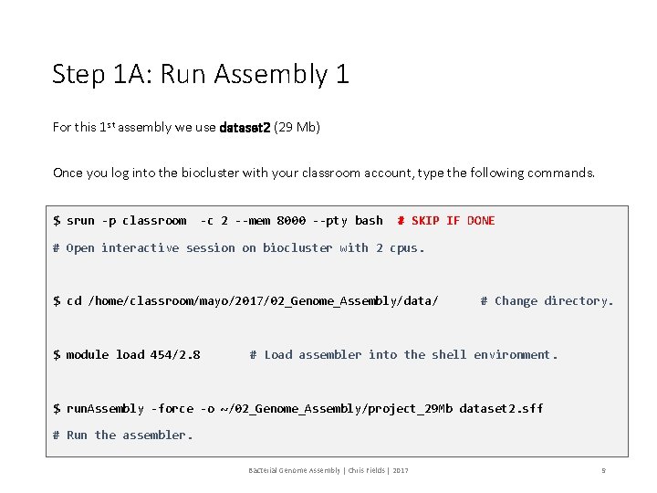 Bacterial Genome Assembly Chris Fields Power Point by