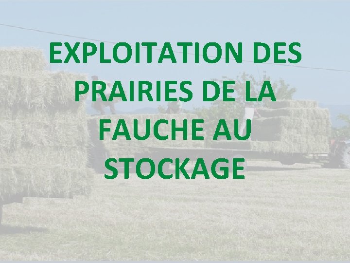EXPLOITATION DES PRAIRIES DE LA FAUCHE AU STOCKAGE