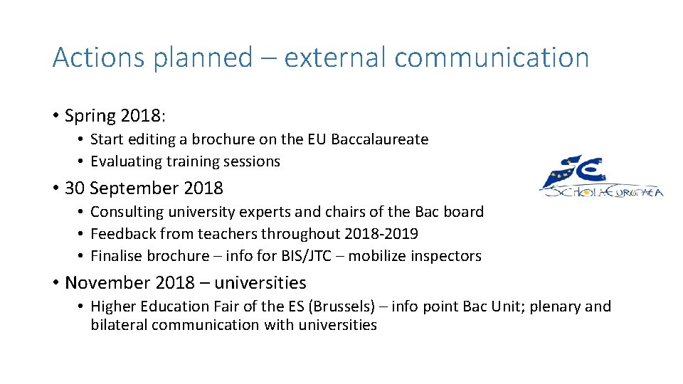The New Marking System and the European Baccalaureate
