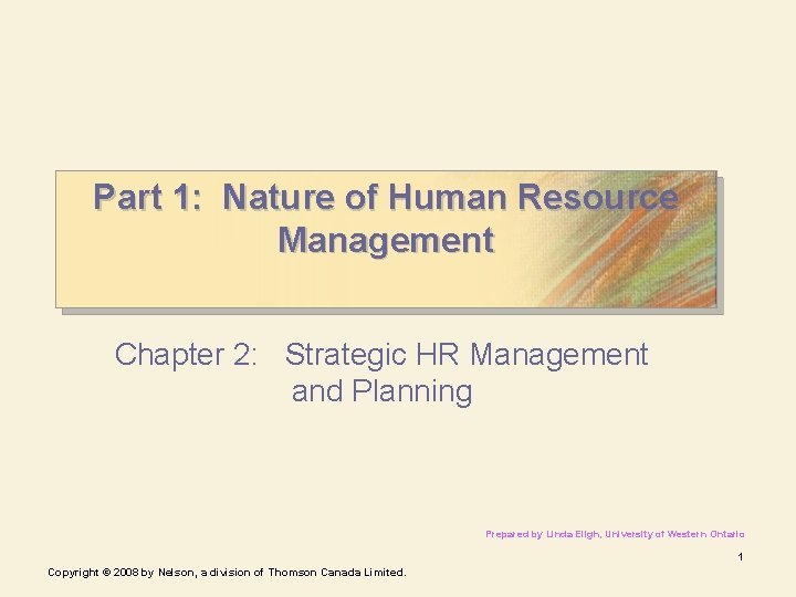 Part 1 Nature of Human Resource Management Chapter
