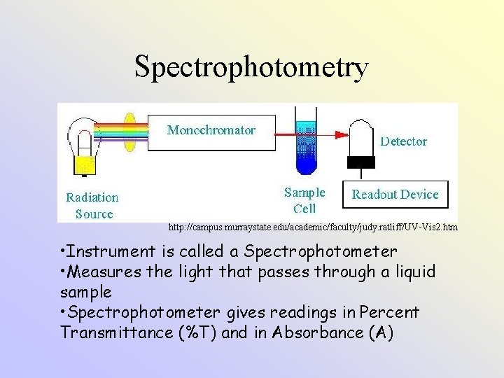 Spectrophotometry http campus murraystate eduacademicfacultyjudy ...