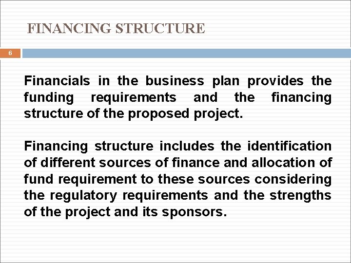 PRESENTATION ON FINANCIAL COMPONENT OF A BUSINESS PLAN