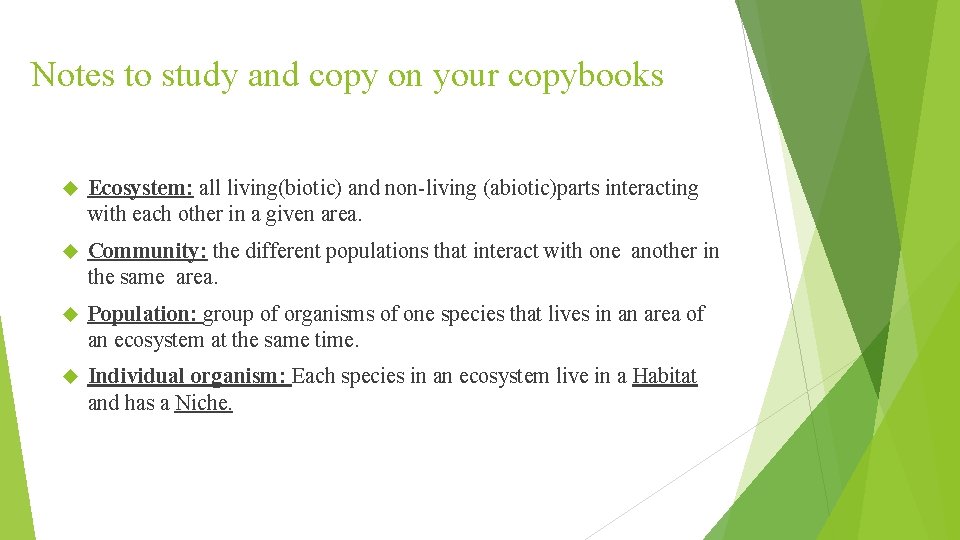 Ecosystems Grade 5 Notes to study and copy