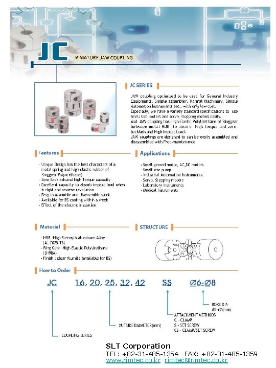JIT ZEROBACKLASH MINIATURE COUPLING Helical Jaw Disk Oldham