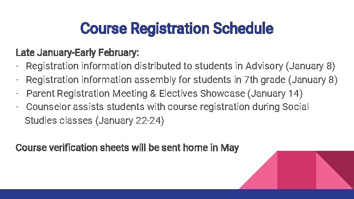 8 th Grade Registration Information Meeting For Parents