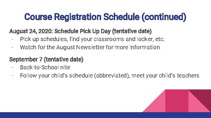 8 th Grade Registration Information Meeting For Parents
