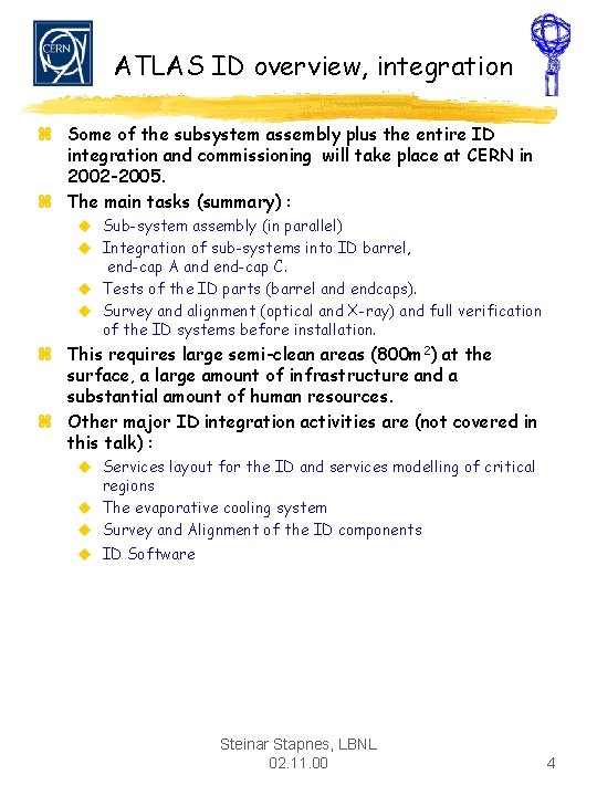 The ATLAS ID z Outline u Brief ID