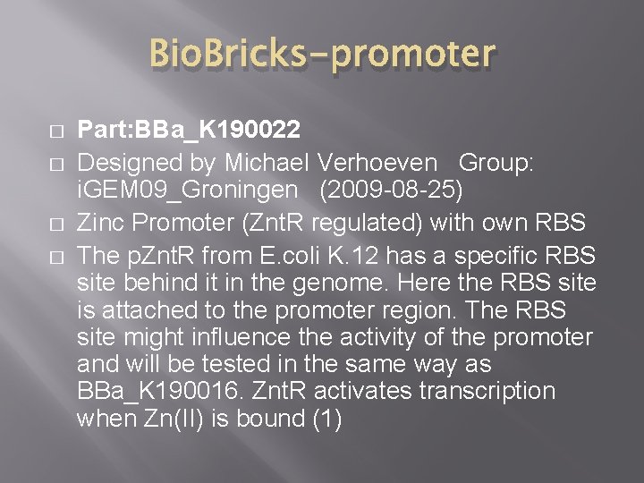 THE ZINCOLATOR ANALYTICAL TOOLS FOR A SYNTHETIC CATALYST