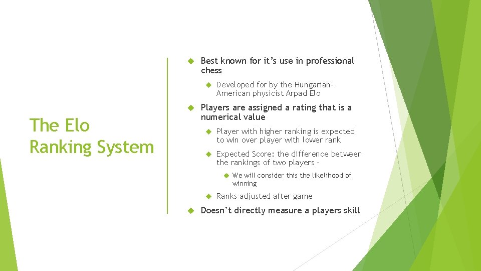 Math in Video Games Competitive rankings and Balancing