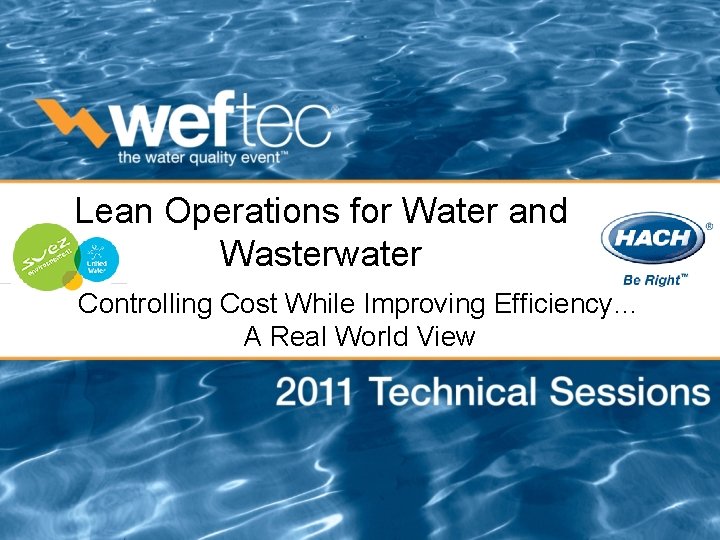 Lean Operations for Water and Wasterwater Controlling Cost
