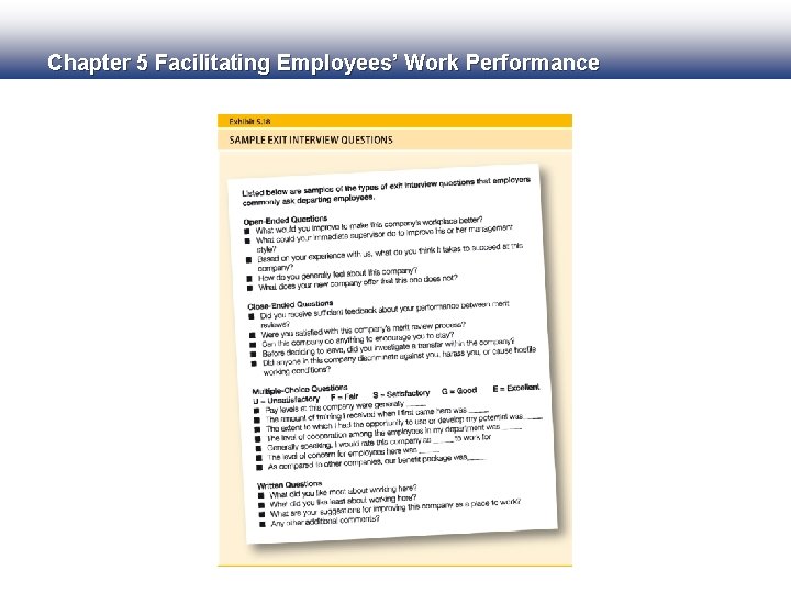 Chapter 5 Facilitating Employees Work Performance Hospitality Human
