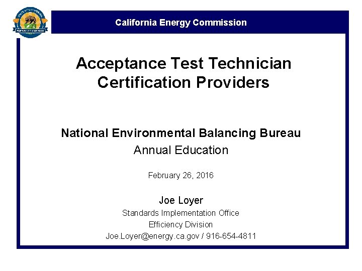 California Energy Commission Acceptance Test Technician Certification ...