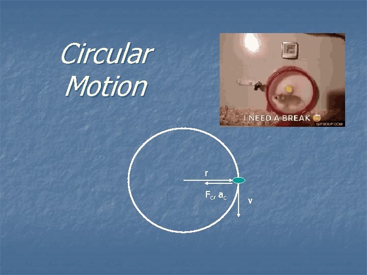 Circular Motion r Fc a c v Circular
