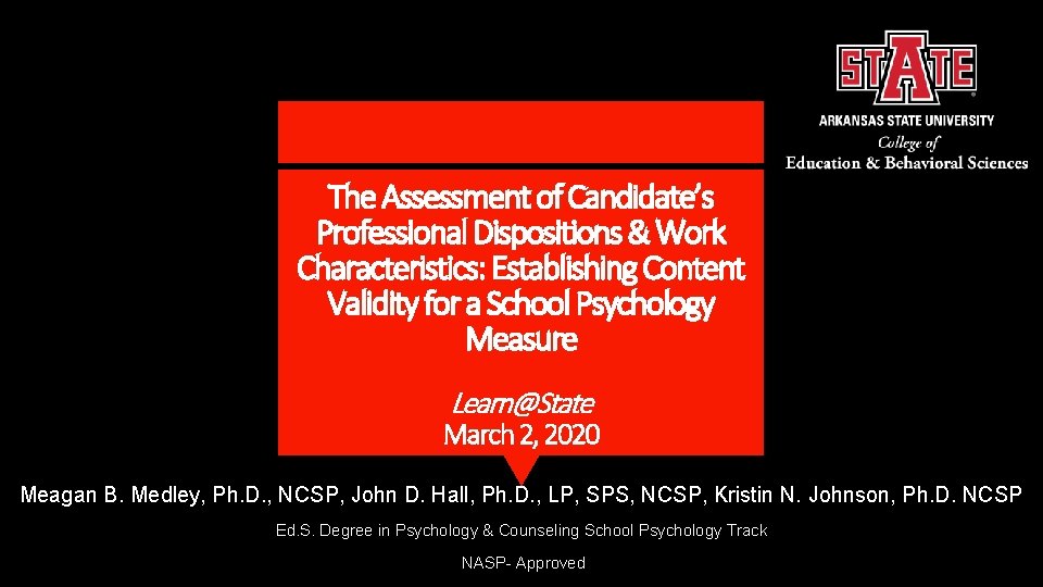 The Assessment of Candidates Professional Dispositions Work Characteristics