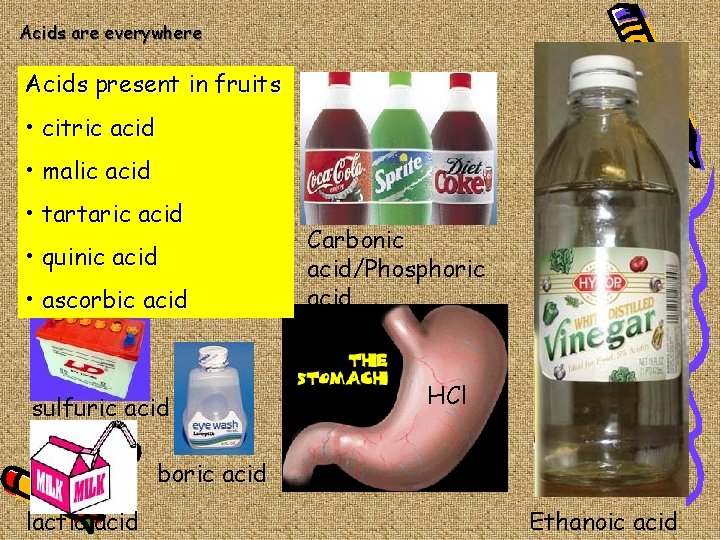Acids are everywhere Acids present in fruits citric
