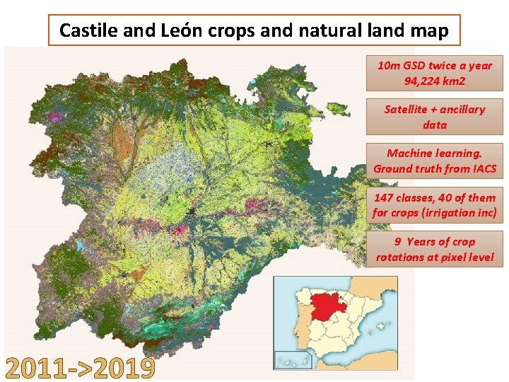 Mapa de cultivos y Superficies Naturales de Castilla