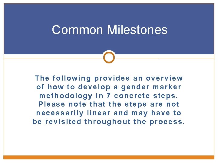 Steps to Develop a Gender Equality Marker SEPTEMBER