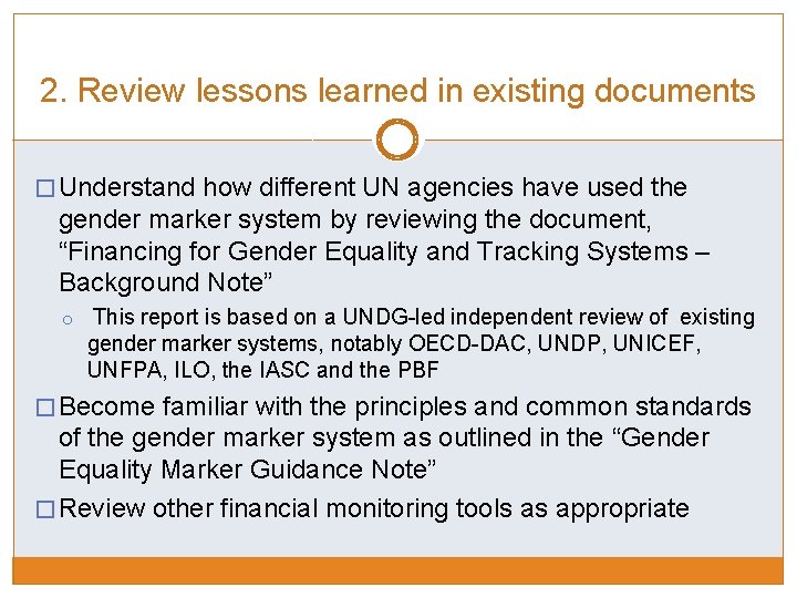 Steps to Develop a Gender Equality Marker SEPTEMBER