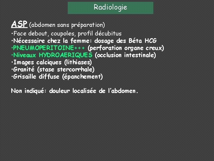 EXAMEN CLINIQUE DE LABDOMEN PRINCIPAUX SYNDROMES SEMIOLOGIE CHIRURGICALE