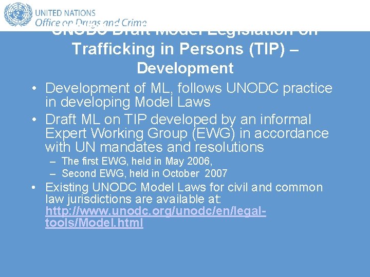 UNODC Draft Model Legislation on Trafficking in Persons