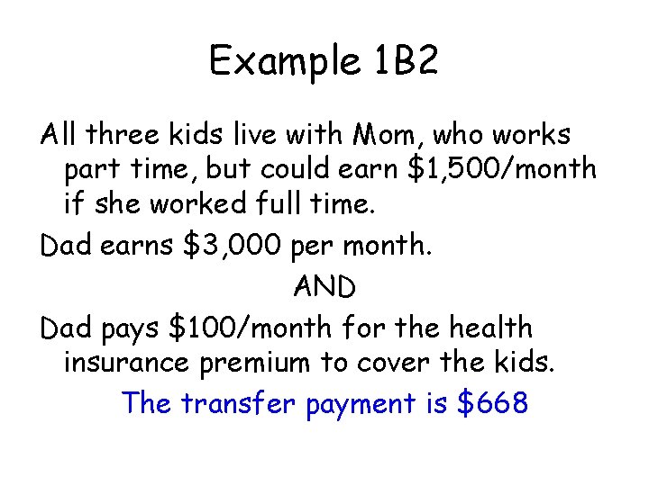 WORKSHEET CALCULATION EXAMPLES Basic facts Mom and Dad