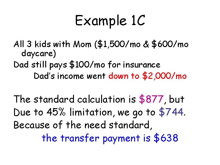 WORKSHEET CALCULATION EXAMPLES Basic facts Mom and Dad