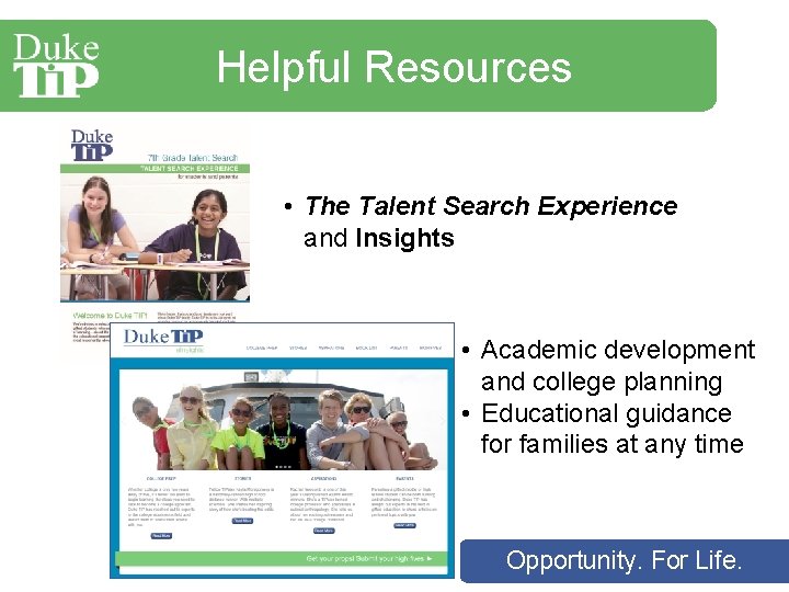 Duke Talent Identification Program 7 th Grade Talent