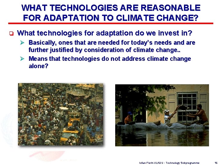 Technologies for adaptation to climate change under the