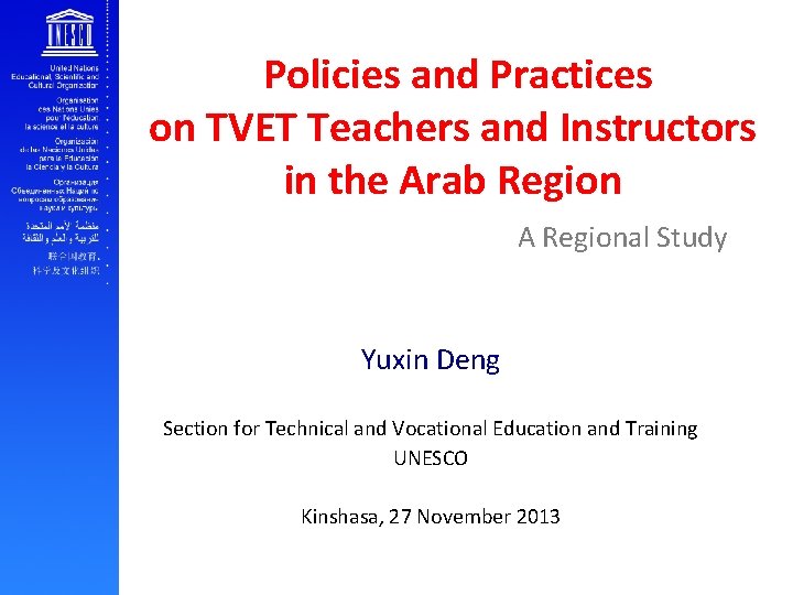 Policies and Practices on TVET Teachers and Instructors