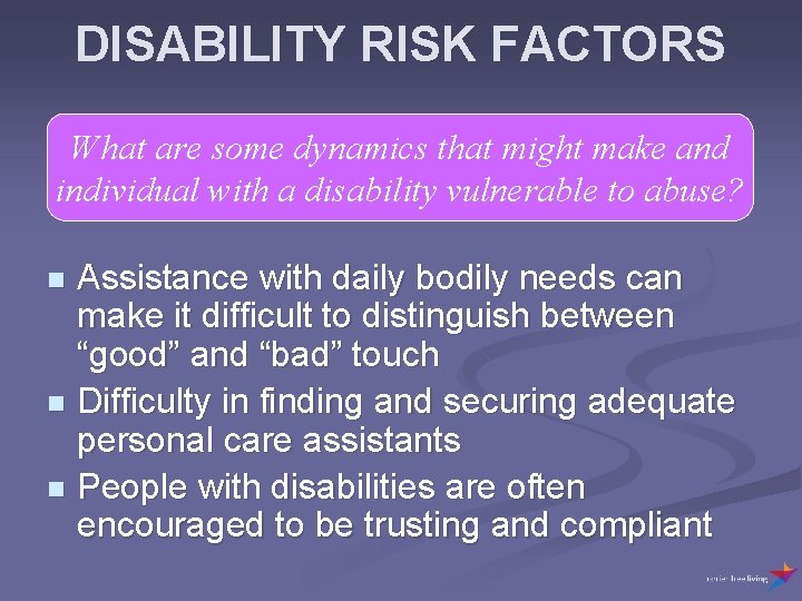 DISABILITY AWARENESS DOMESTIC VIOLENCE Jules Perkel LCSW Barrier