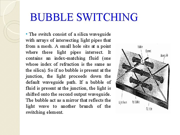 TECHNICAL SEMINAR ON OPTICAL SWITCHING Presented By M