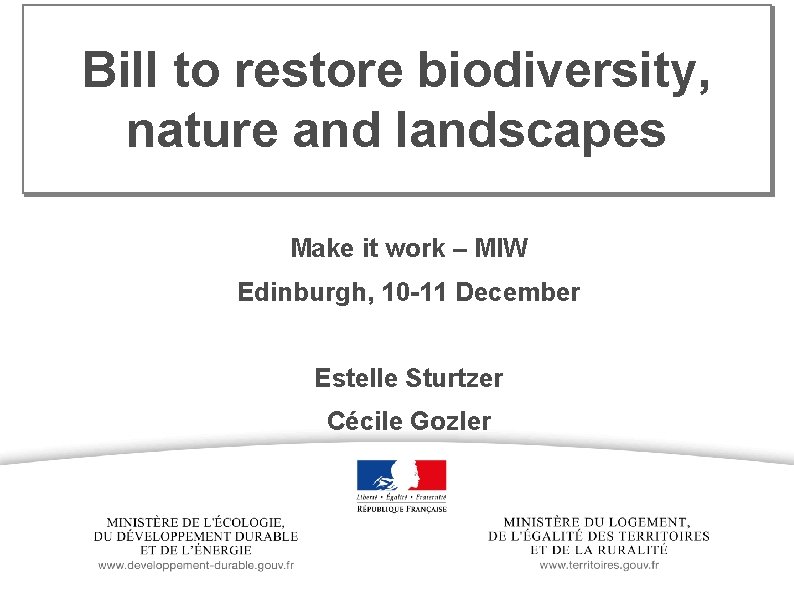 Bill to restore biodiversity Title nature and landscapes