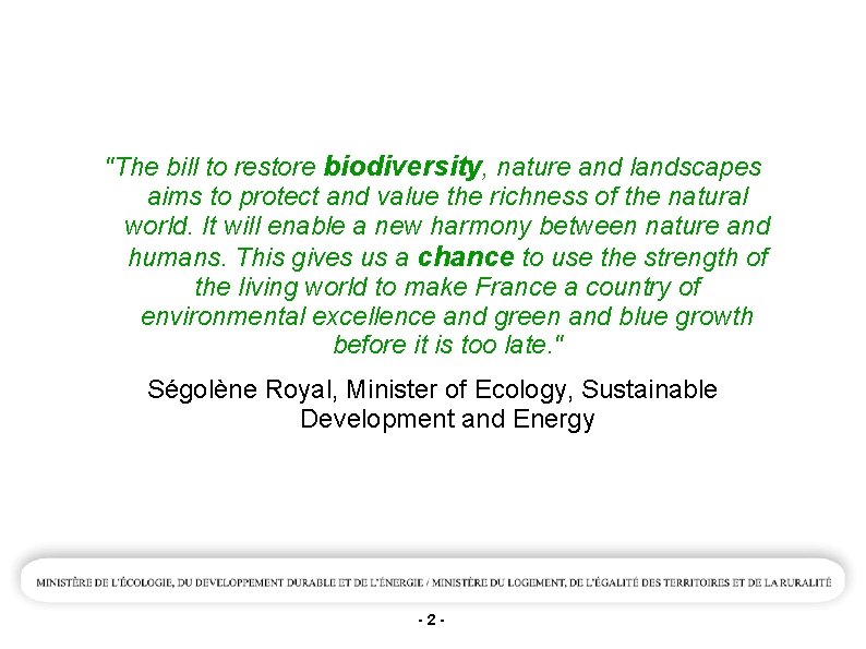 Bill to restore biodiversity Title nature and landscapes