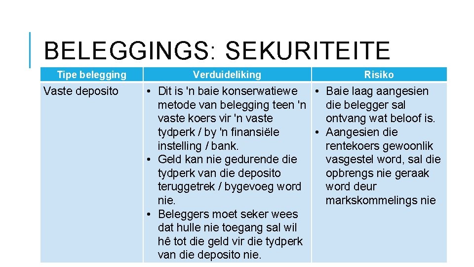 BELEGGINGS SEKURITEITE Kwartaal 2 Onderwerp 2 Besigheidsgeleenthede ...