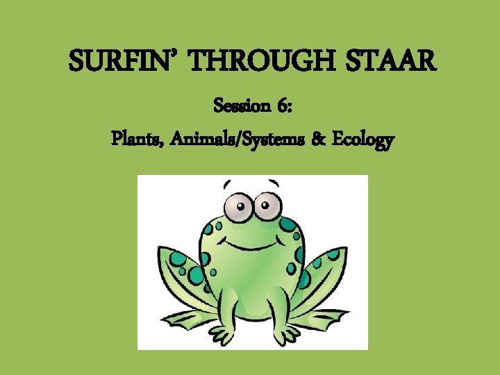 SURFIN THROUGH STAAR Session 6 Plants AnimalsSystems Ecology
