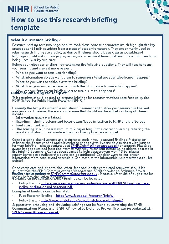 How to use this research briefing template What