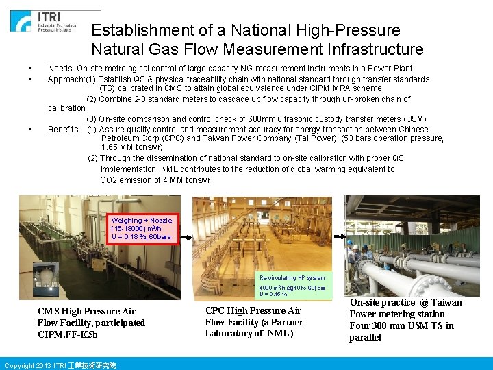 High pressure gas flow calibration facility at CMS