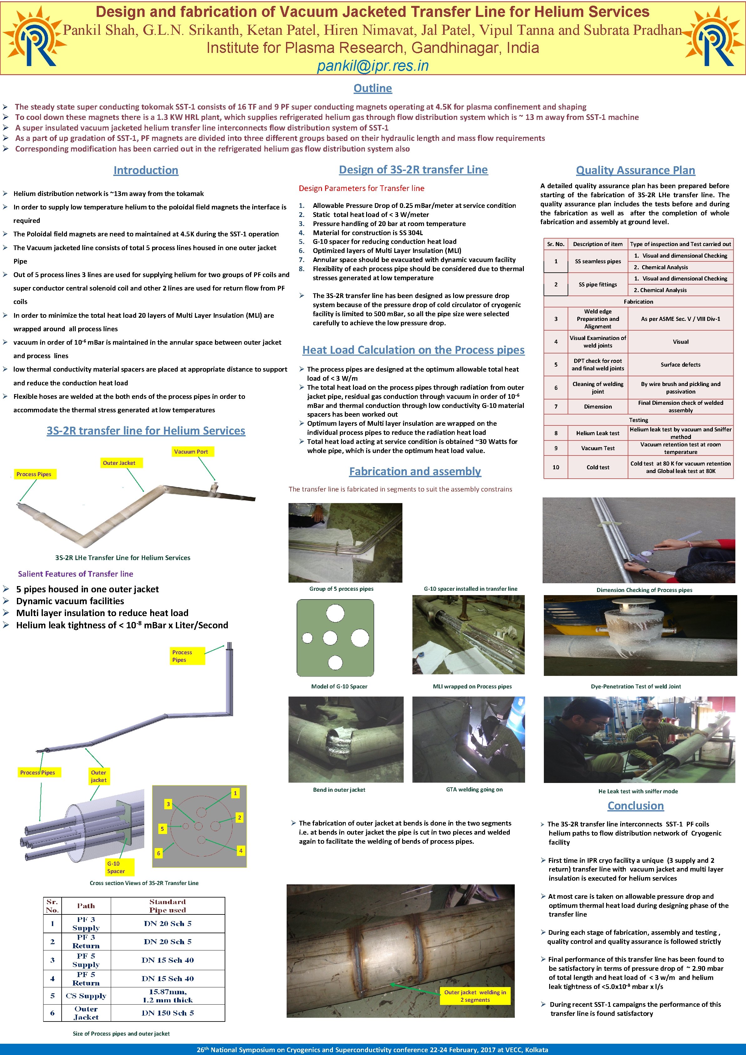 Design and fabrication of Vacuum Jacketed Transfer Line