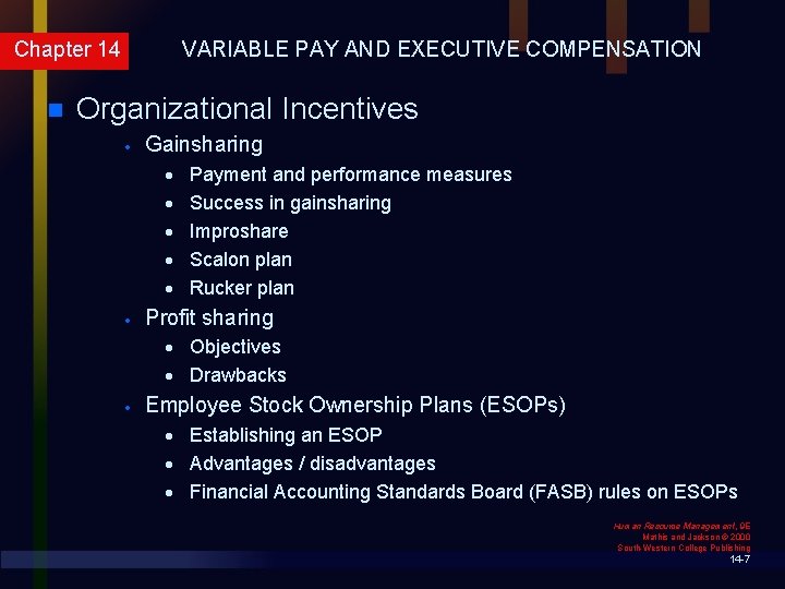 CHAPTER 14 VARIABLE PAY AND EXECUTIVE COMPENSATION Chapter